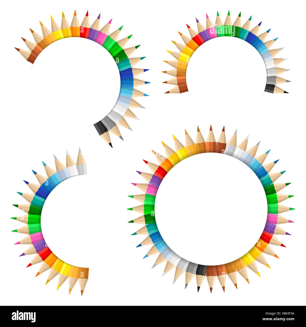 Set of banners with colored pencils Stock Photo - Alamy