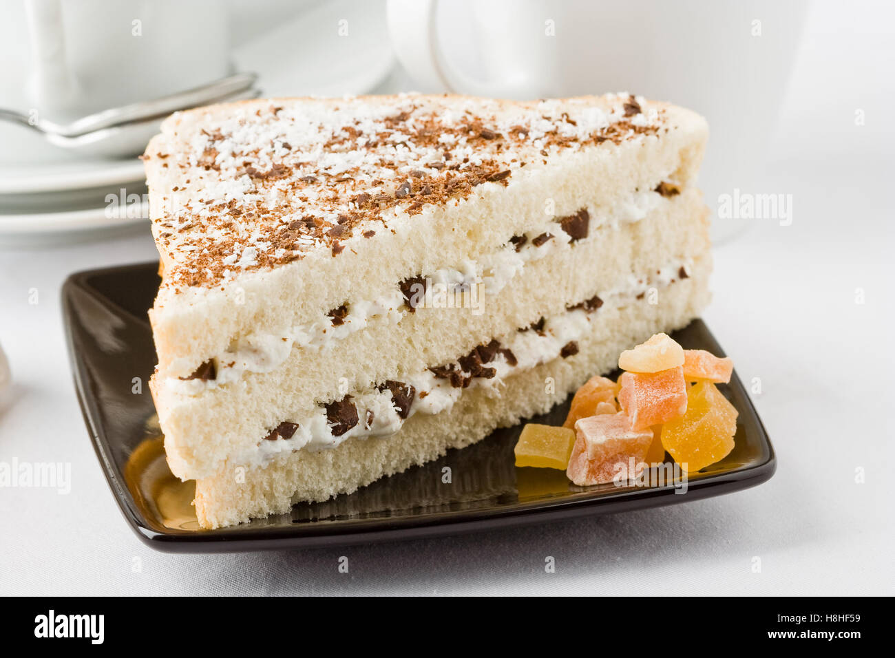 A delicious sweet sandwich of three layers with ricotta cheese and ...