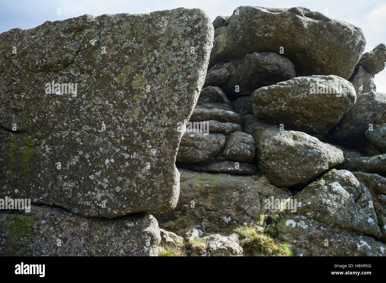 Granite rock outcrop on Hound Tor, Dartmoor National Park. Devon, UK ...