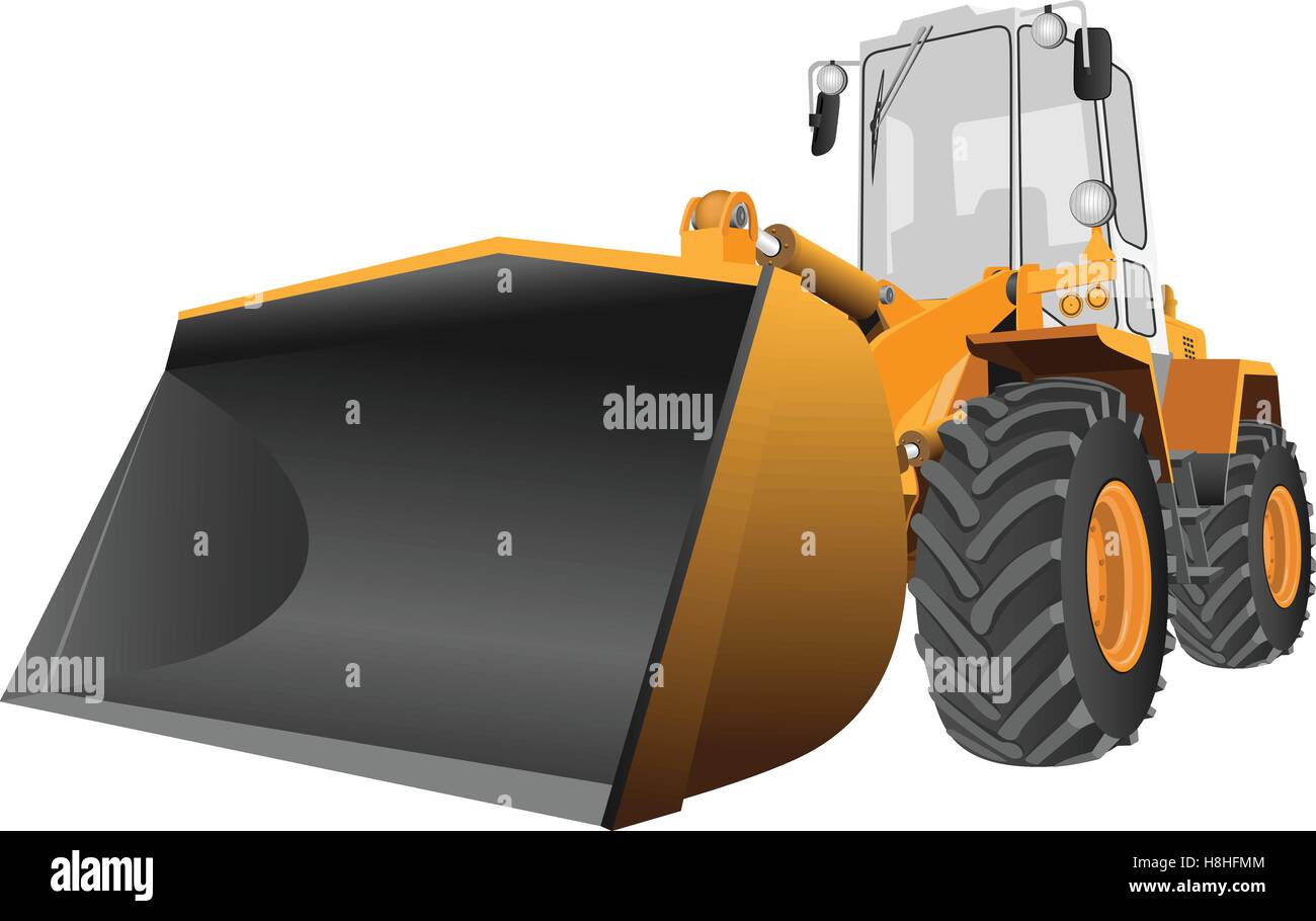 Detailed vector image of the front loader with large scoop Stock Vector ...