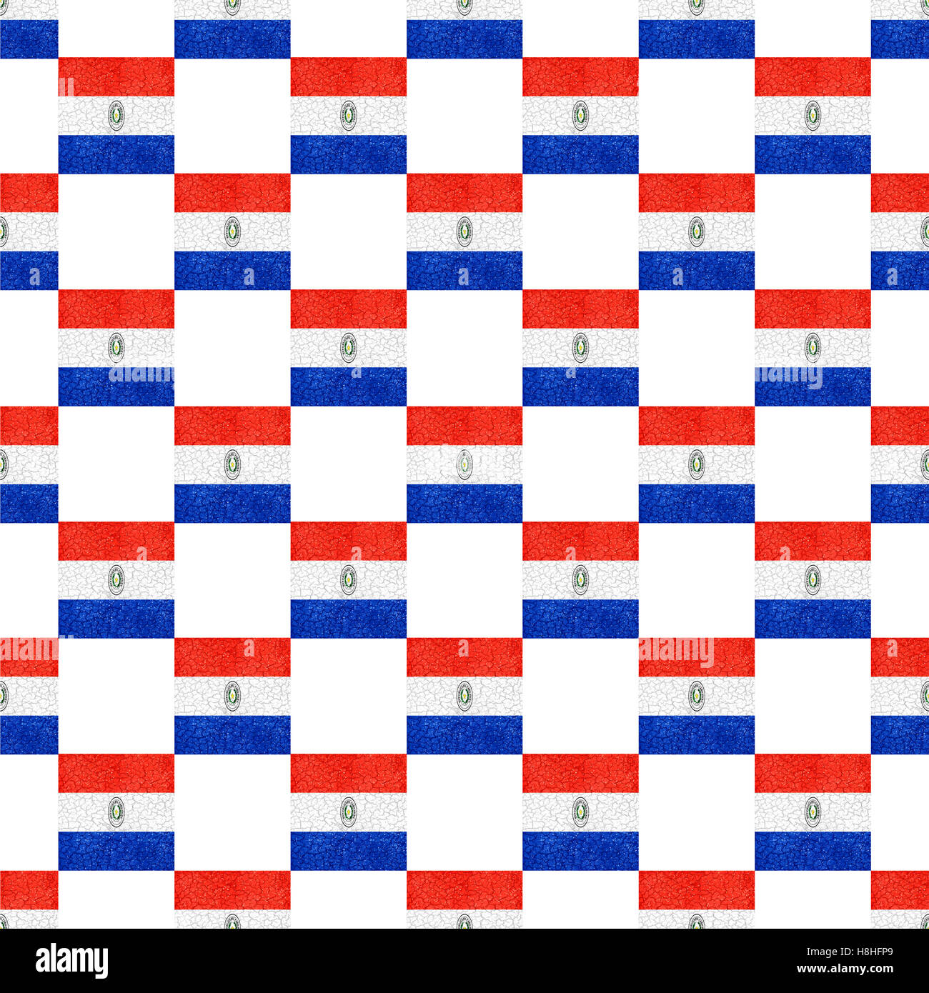 Paraguay national flag motif seamless pattern in grunge style design ...