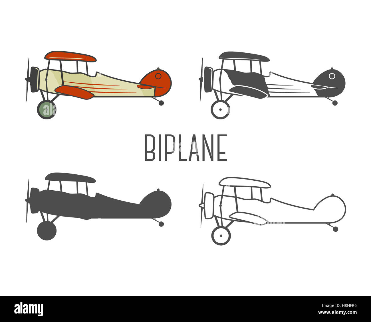 Vintage Biplane Drawing