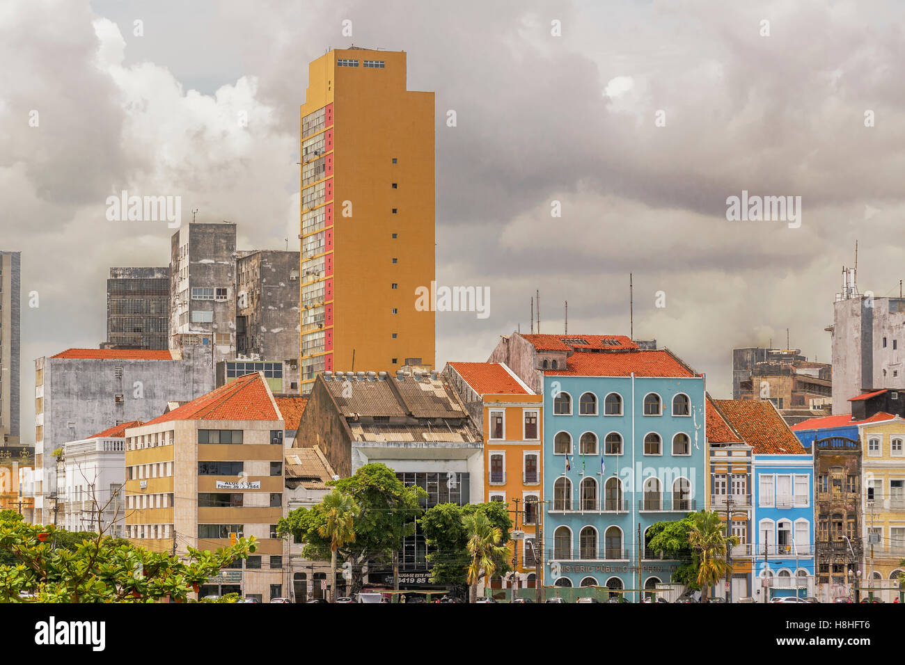 Cityscape aerial view of eclectic style buildings at Recife city ...