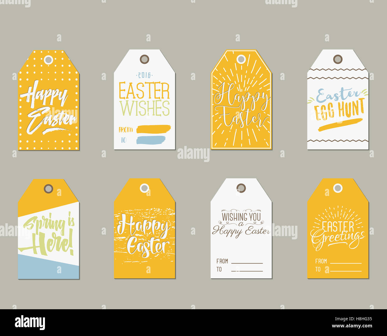 Set of Happy Easter Gift Tags with Ink Lettering signs, Overlay labels ...