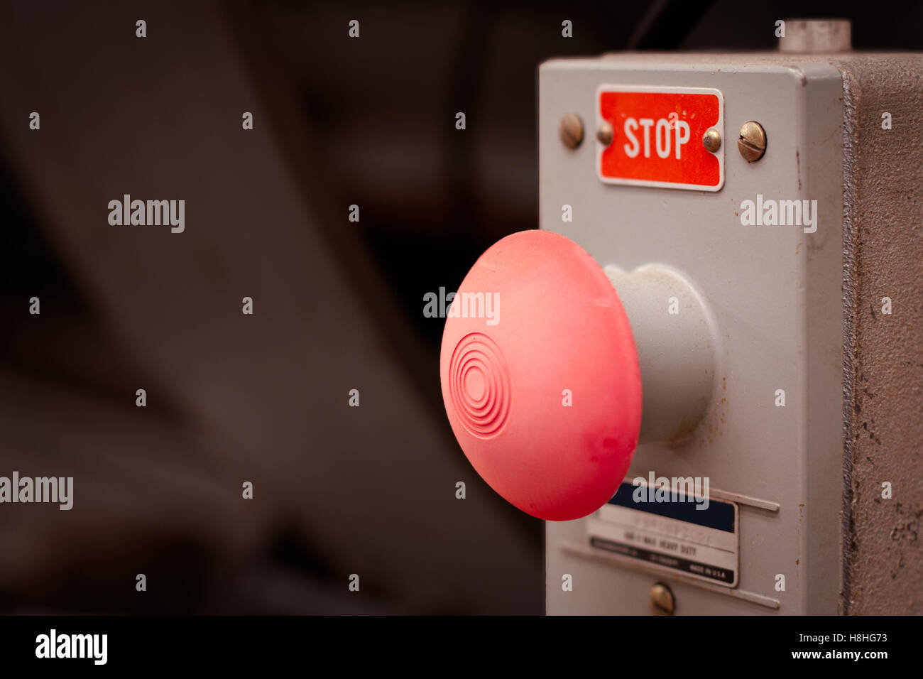 Vintage Emergency Stop Button Stock Photo - Alamy