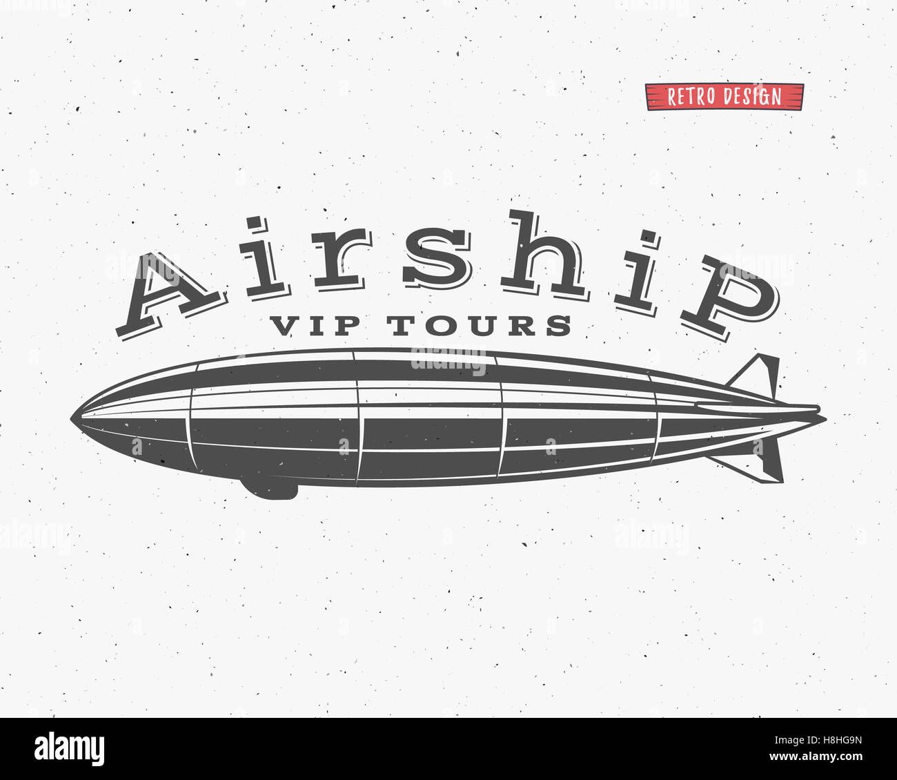 Vintage airship background. Retro Dirigible balloon vip tours label ...