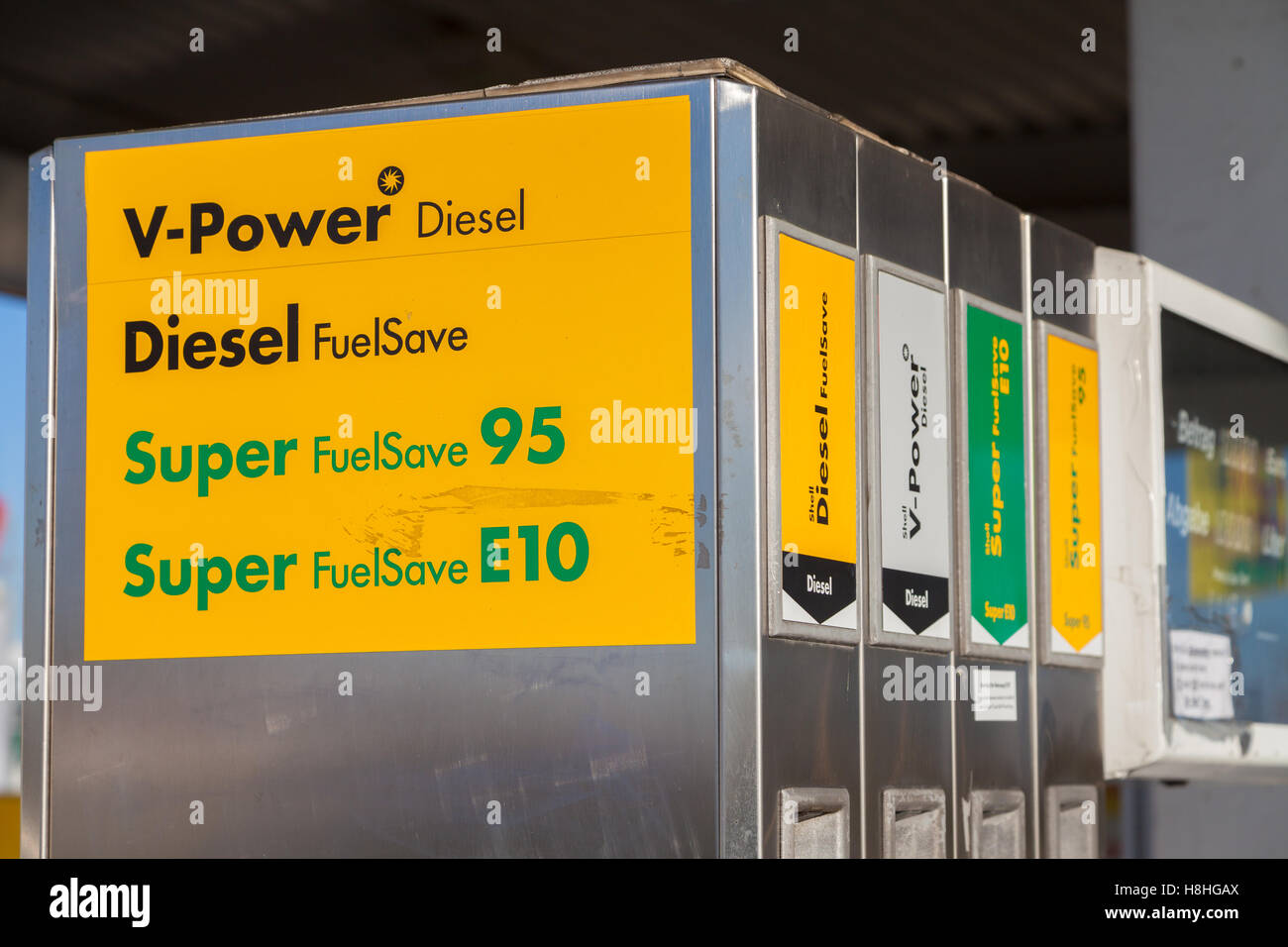 BURG / GERMANY - NOVEMBER 13, 2016: Shell gas station sign. Shell is an ...