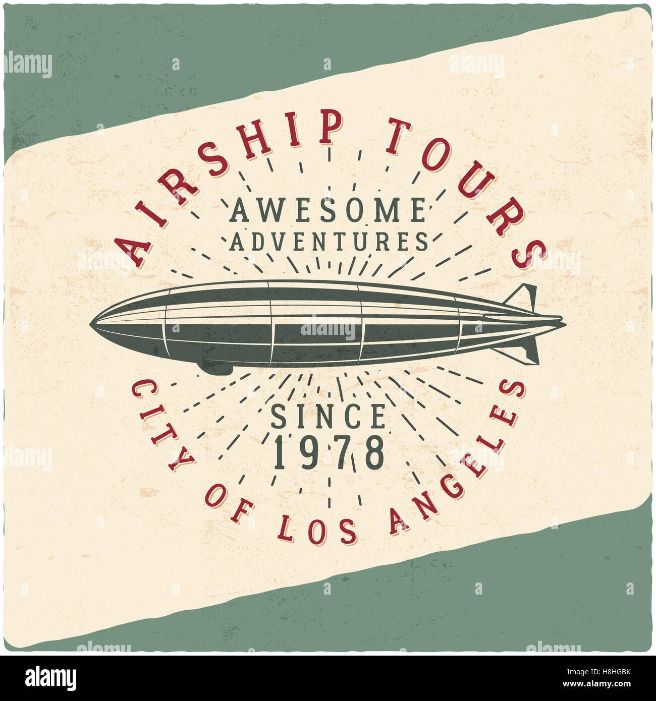 Vintage airship tee design. Retro Dirigible poster. Airplane Label ...