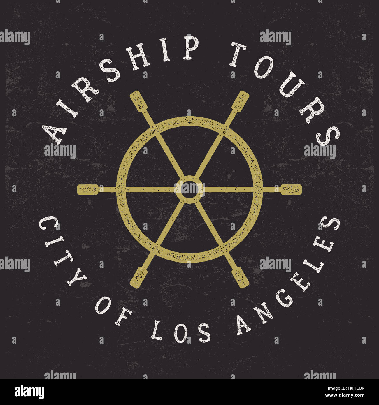 Vintage airship tee design. Retro Dirigible poster. Steering wheel ...