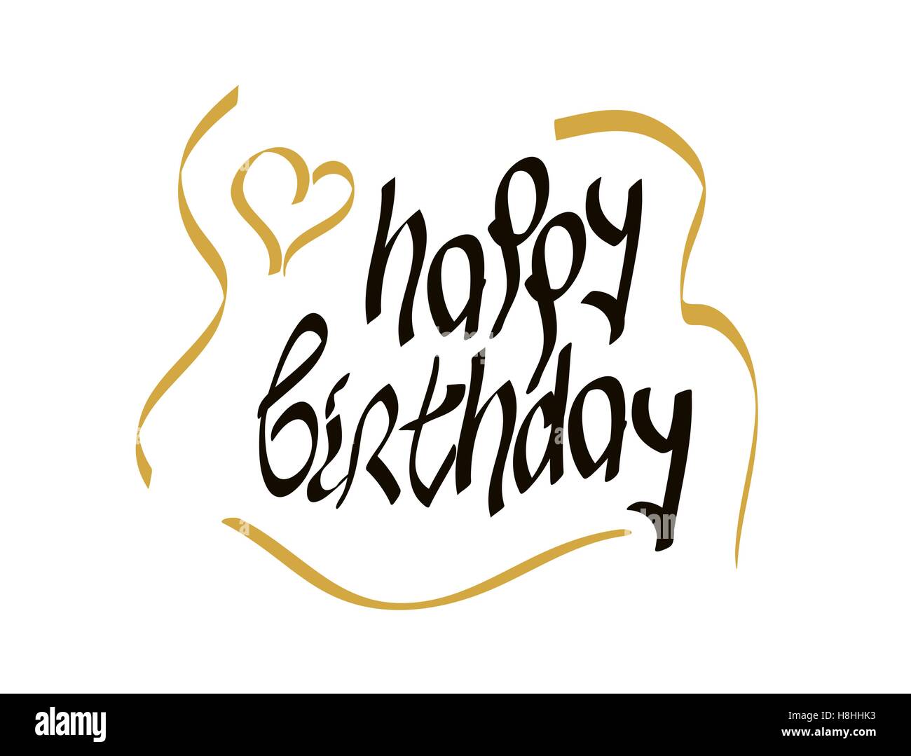 happy birthday script lettering hand drawn vector illustration Stock ...
