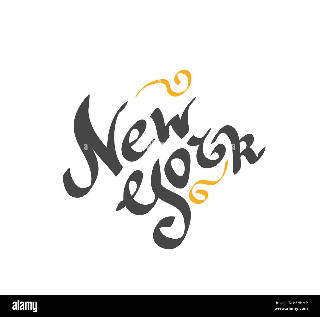 New York hand drawn dark text on white background. NY City lettering ...