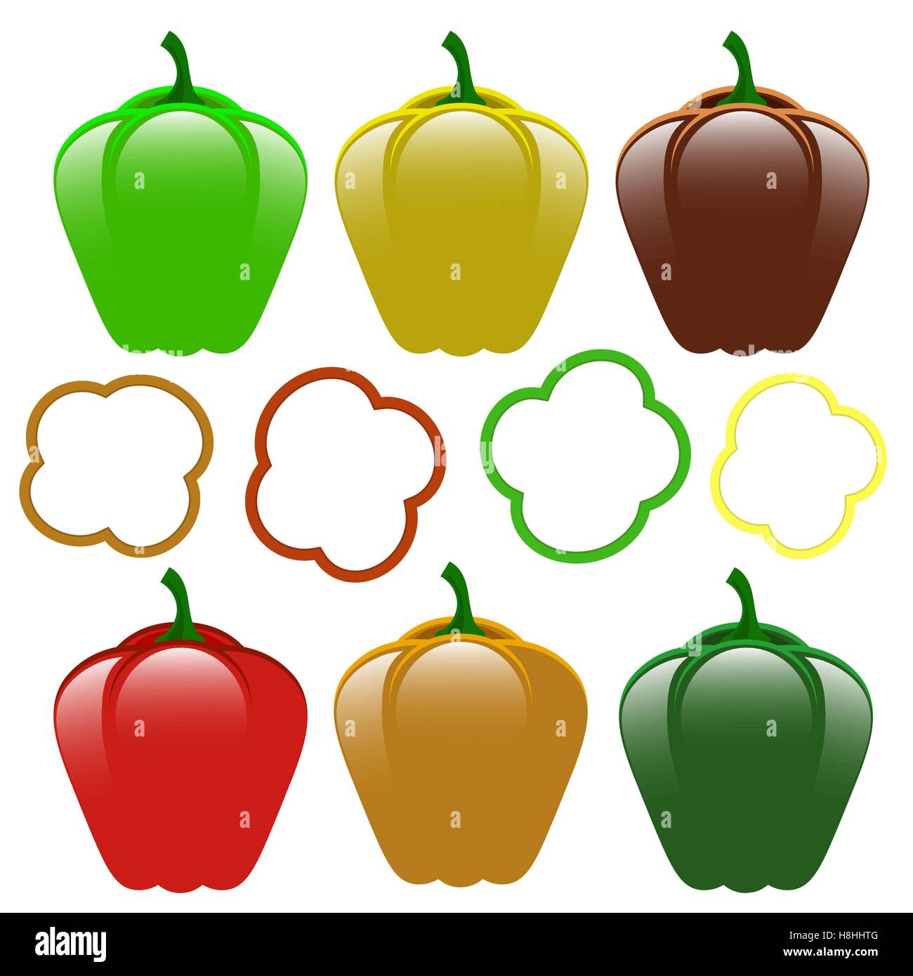 Red green yellow orange peppers Stock Vector Images - Alamy