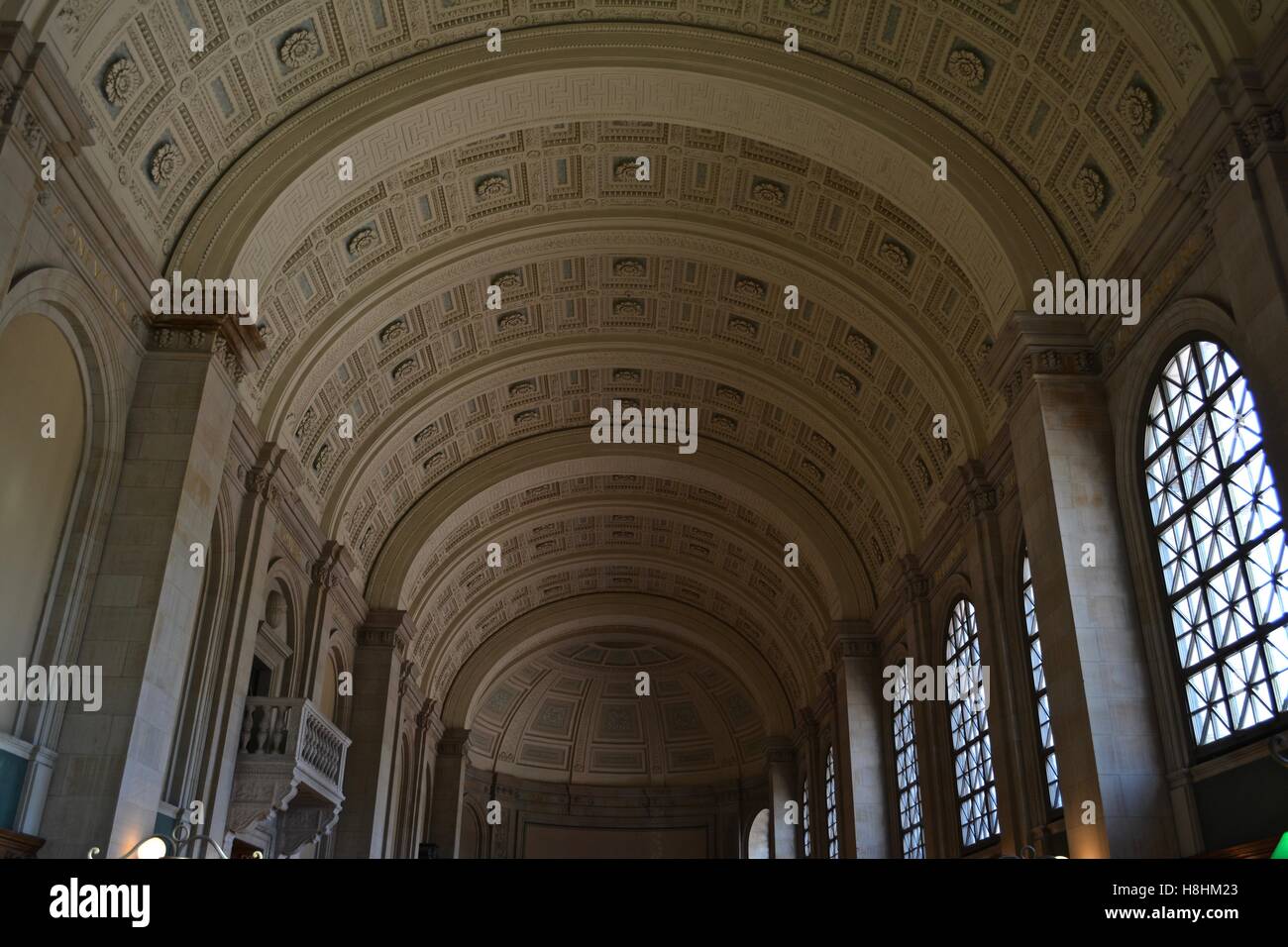 A view inside the iconic Bates Hall of the Boston Public Library in ...