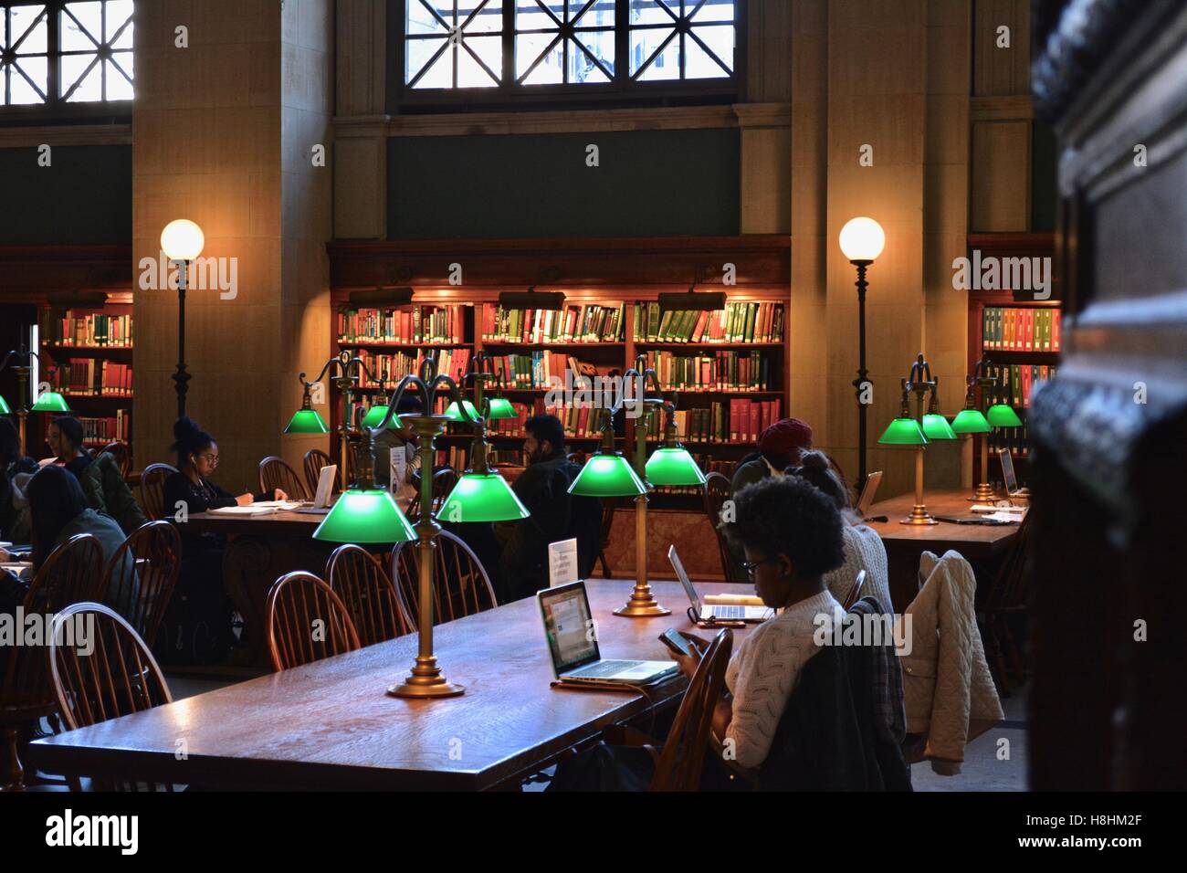A view inside the iconic Bates Hall of the Boston Public Library in ...