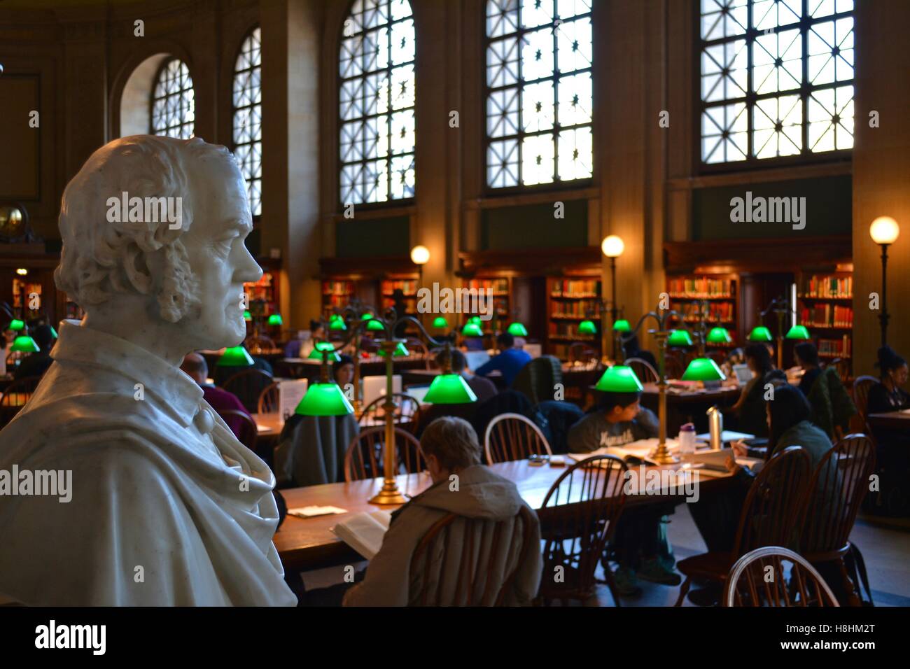 A view inside the iconic Bates Hall of the Boston Public Library in ...