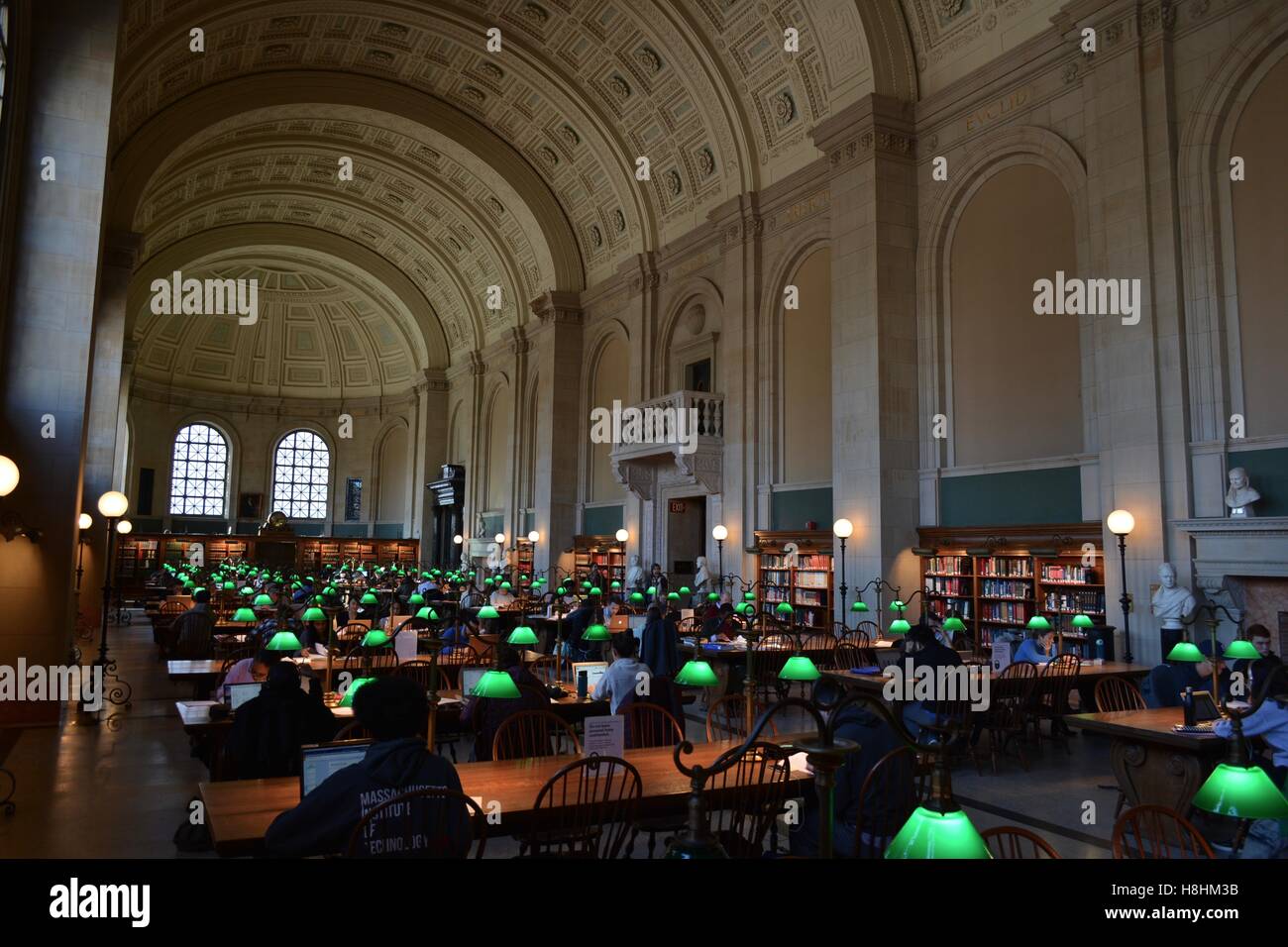 A view inside the iconic Bates Hall of the Boston Public Library in ...
