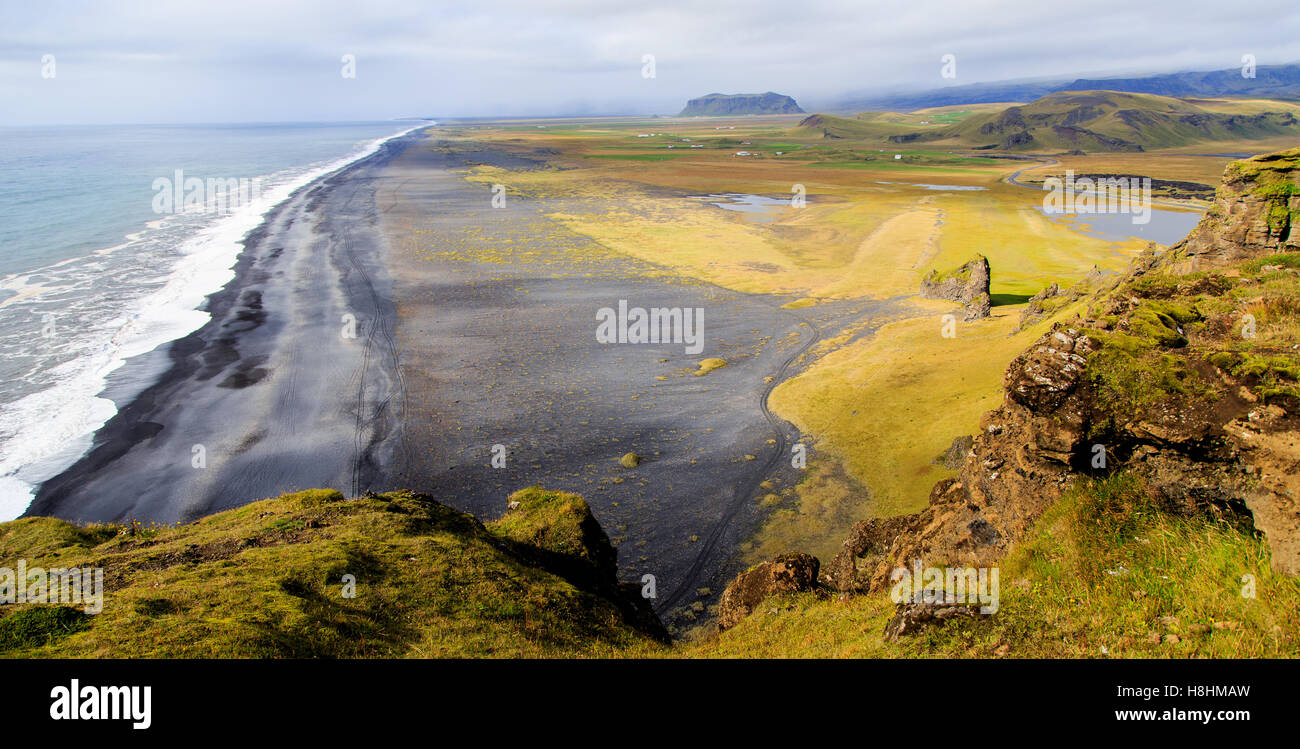 Overlooking the black sand beach in Vik, Iceland Stock Photo - Alamy
