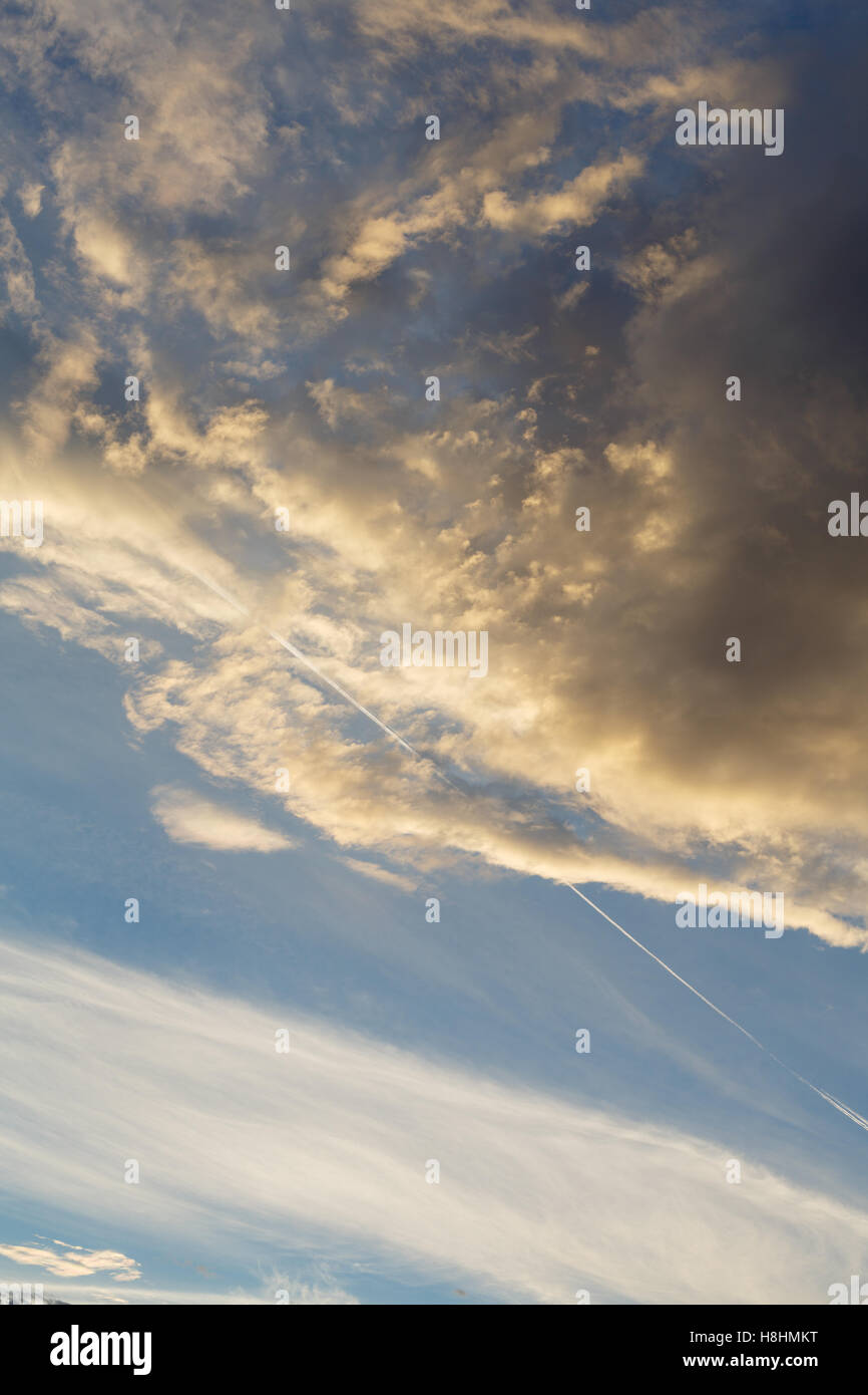 Cumulus clouds against a blue sky. Partly Cloudy. Anticyclone. Weather ...