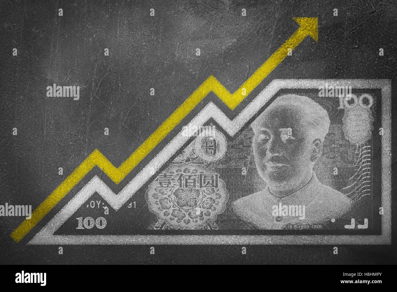A money bill drawn on a chalk board looking like a growth graph with an ...