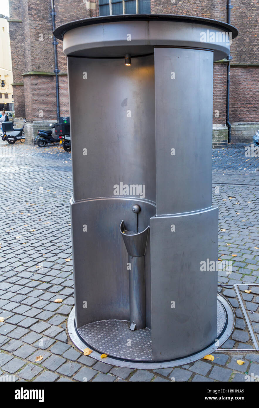 The Hague, the Netherlands - October 29, 2016: public urinal near Grote ...