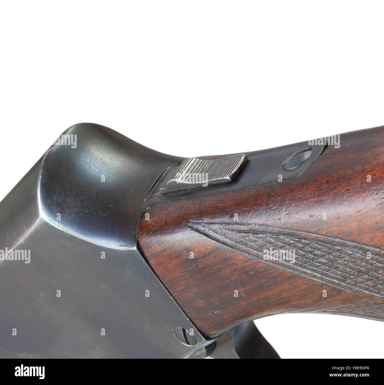 Safety that is located on the tang of an old shotgun Stock Photo - Alamy