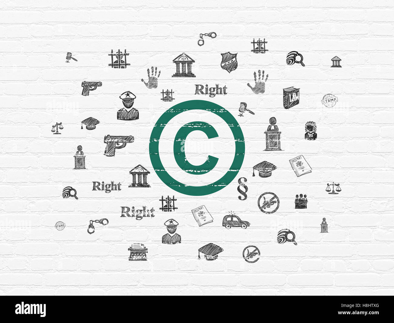 Law concept: Copyright on wall background Stock Photo - Alamy