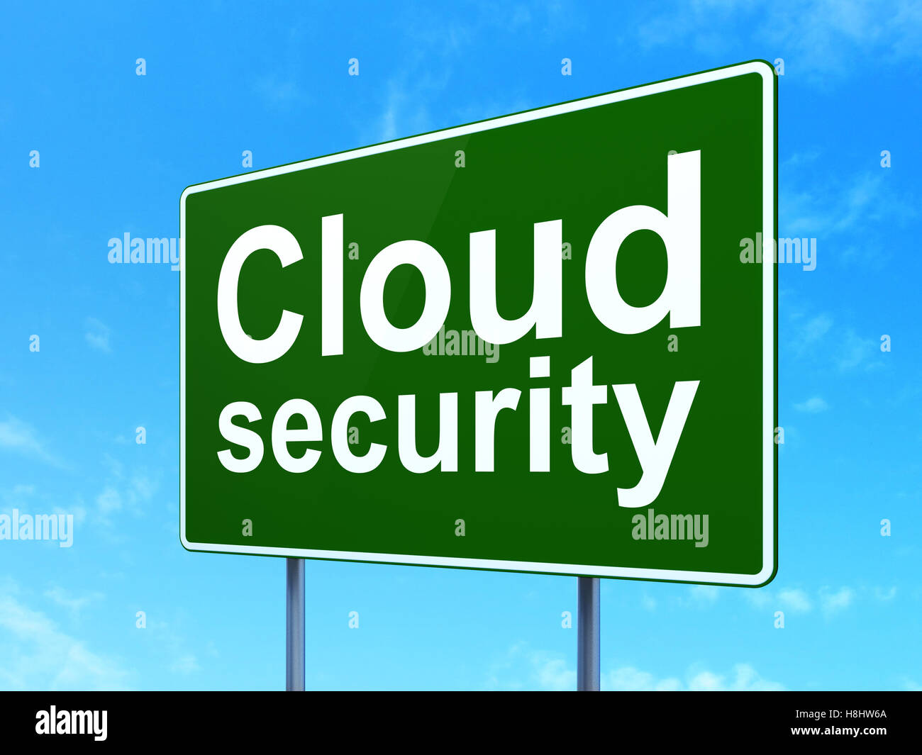 Cloud networking concept: Cloud Security on road sign background Stock ...