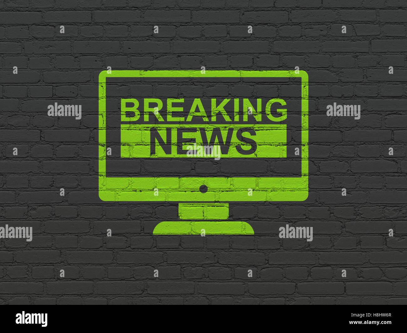 News concept: Breaking News On Screen on wall background Stock Photo ...