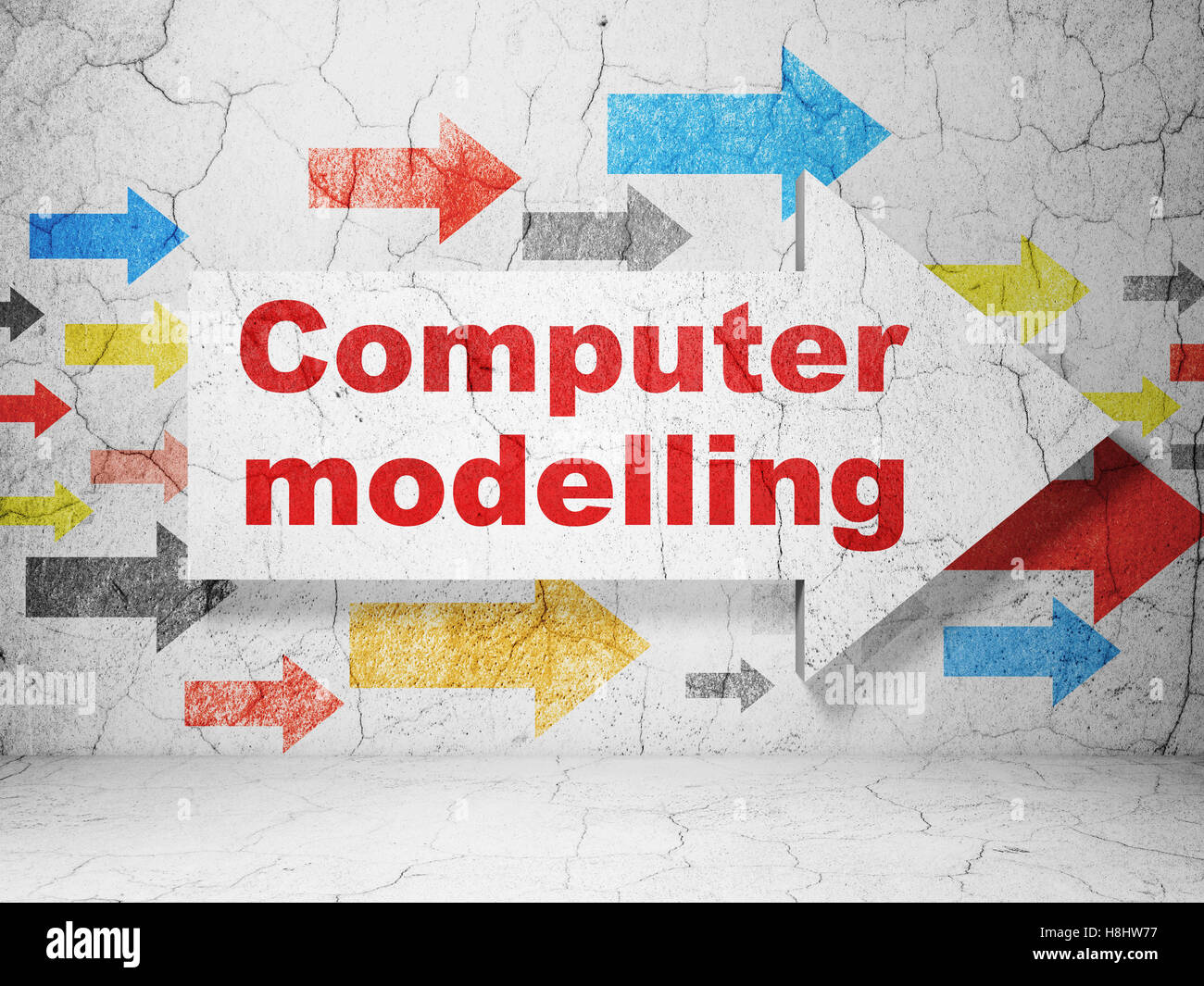 Science concept: arrow with Computer Modelling on grunge wall ...