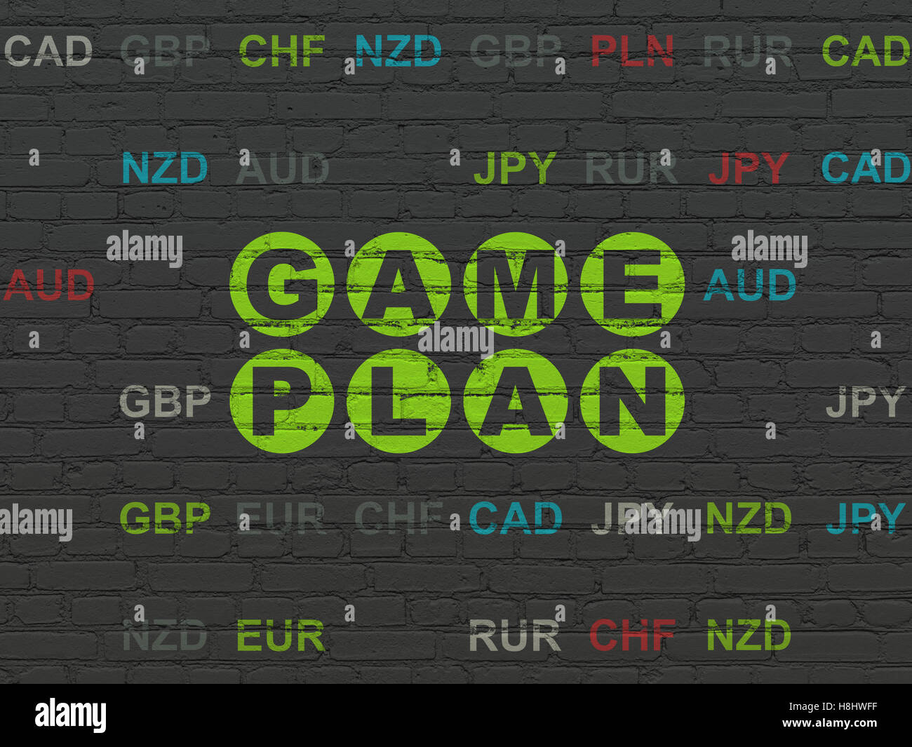 Finance concept: Game Plan on wall background Stock Photo - Alamy