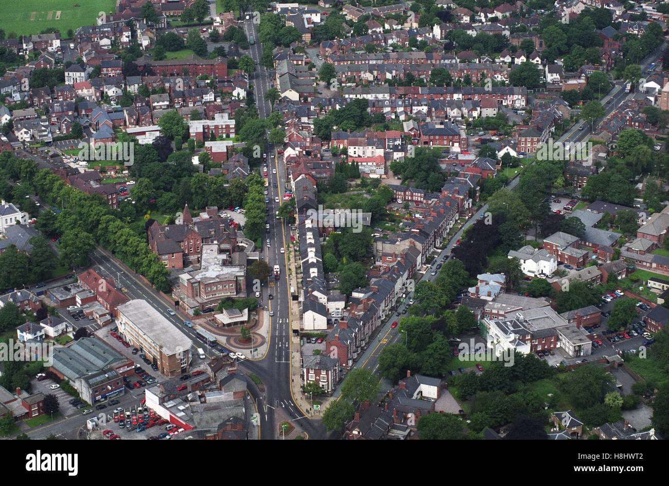 Aerial view Chapel Ash in Wolverhampton at the junction of Tettenhall ...
