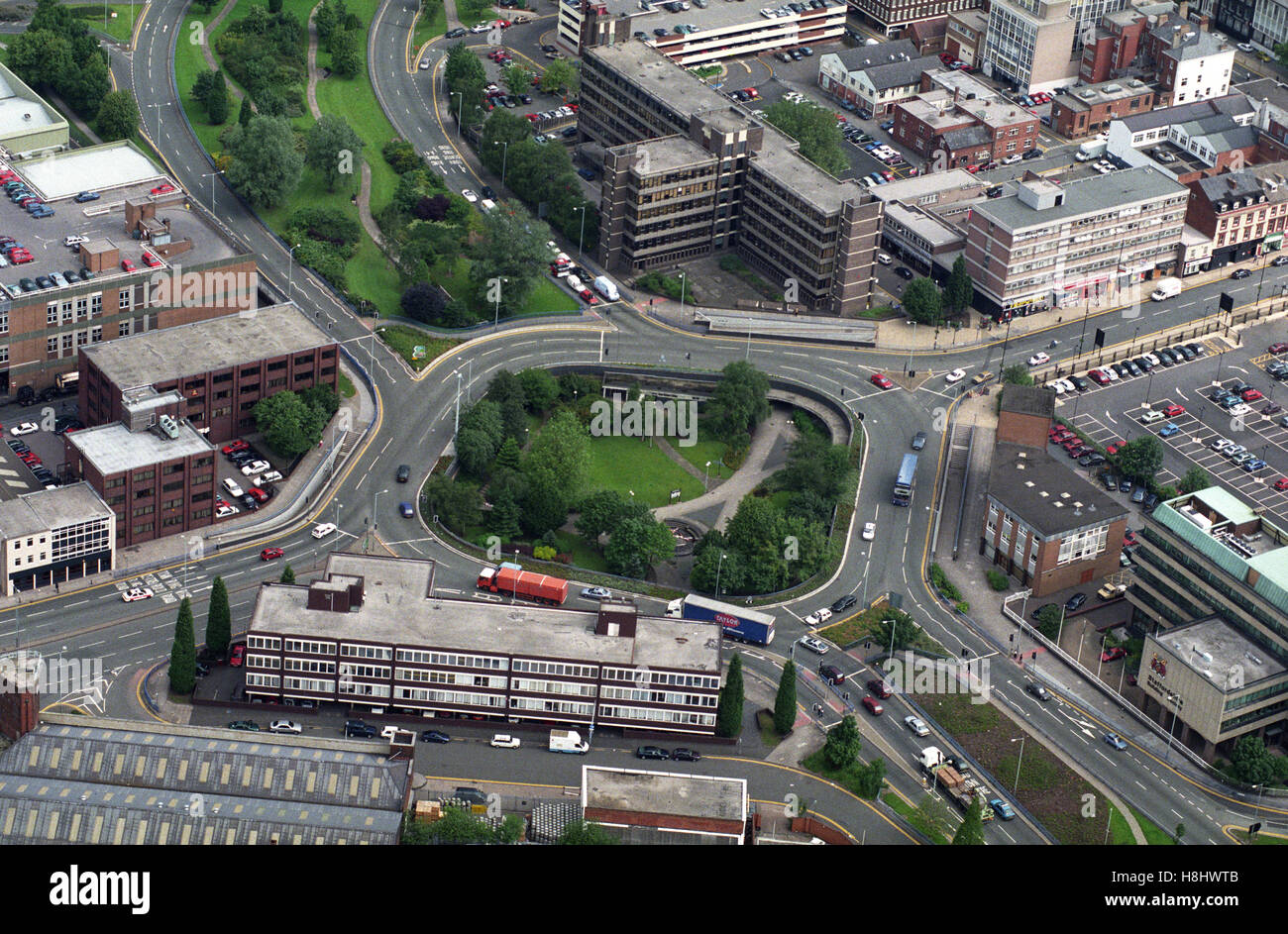 An aerial view of Chapel Ash roundabout in the City of Wolverhampton ...