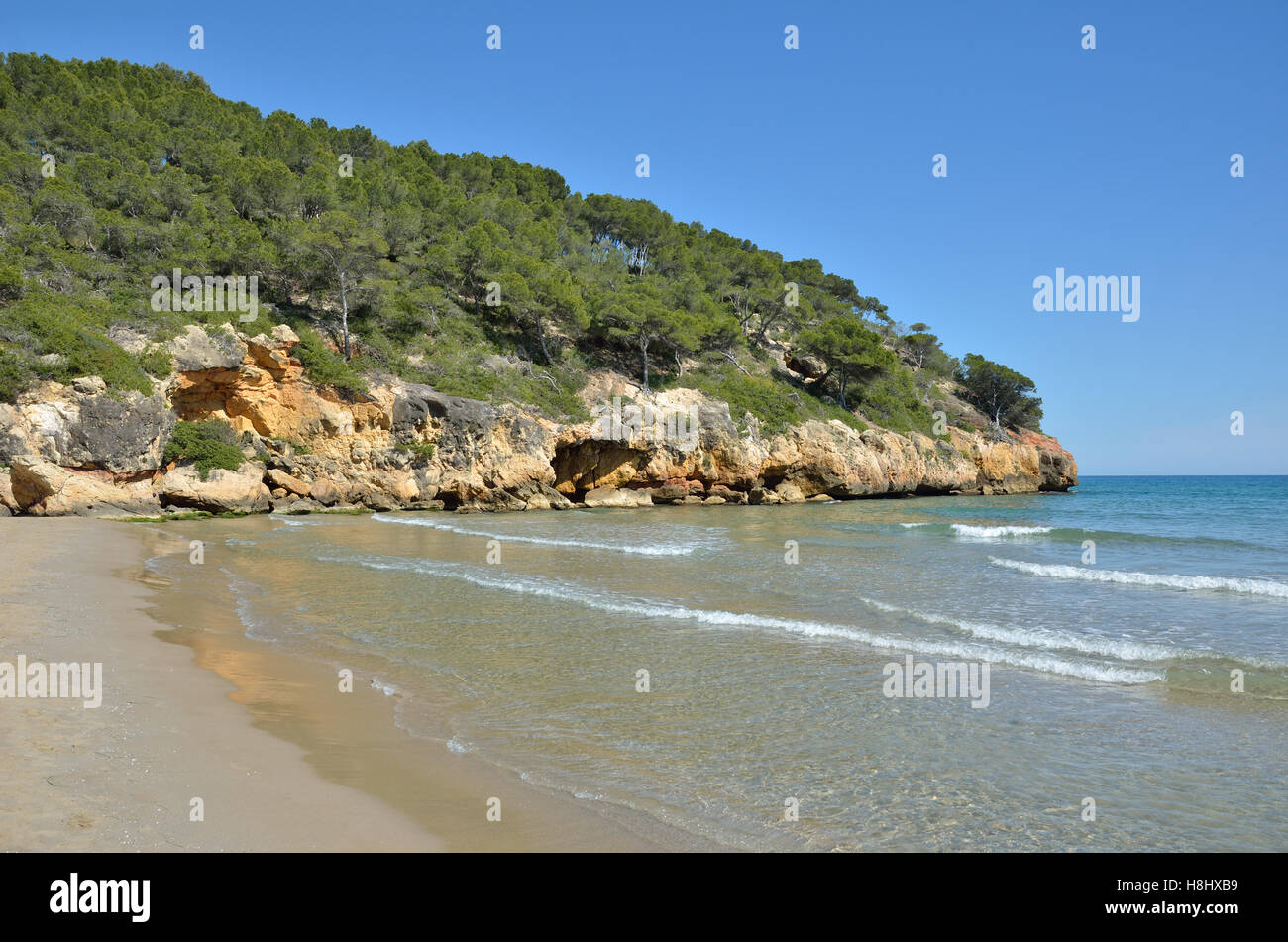 Small sheltered bay in Salou Stock Photo - Alamy