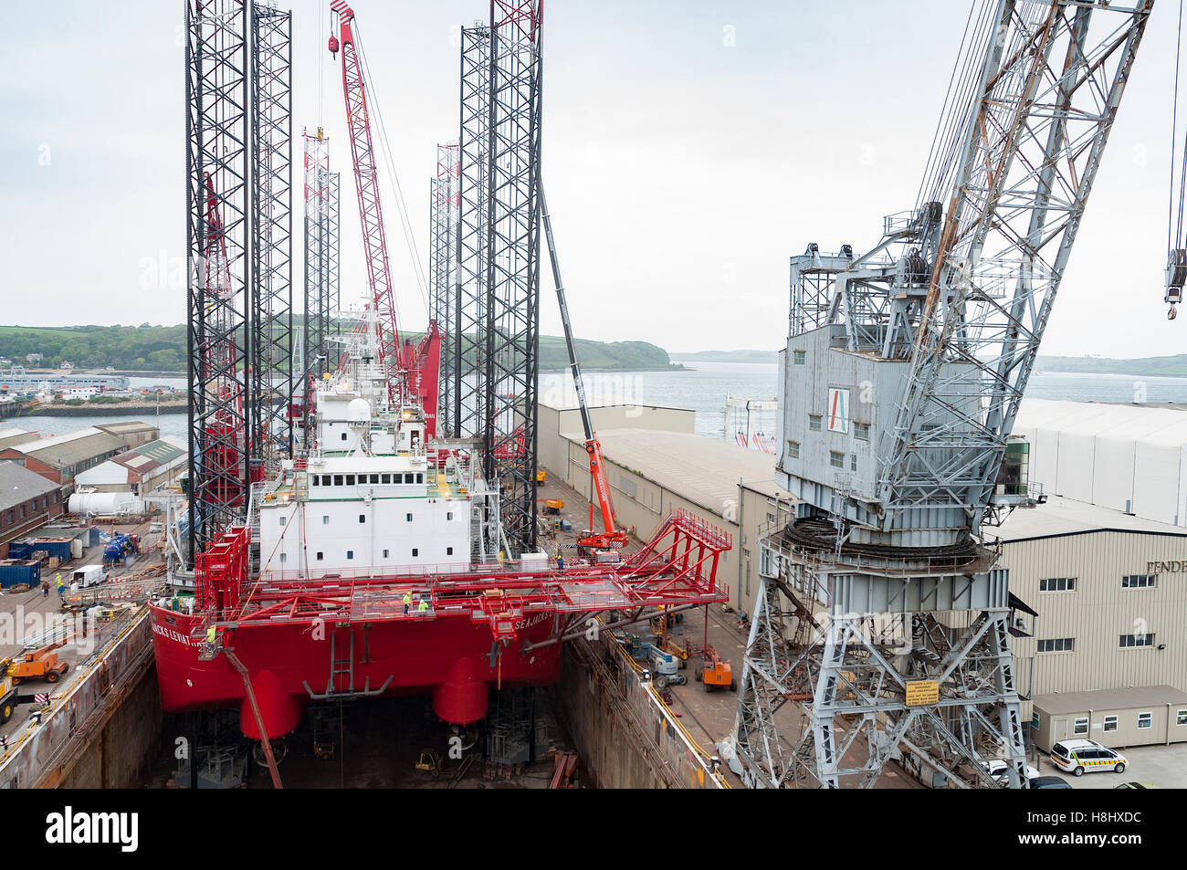 a sea jack in dry dock at Pendennis shipyard, Falmouth, Cornwall ...