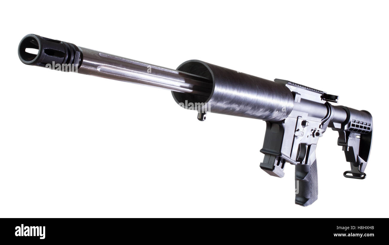 Modern semi automatic rifle that is isolated on white Stock Photo - Alamy