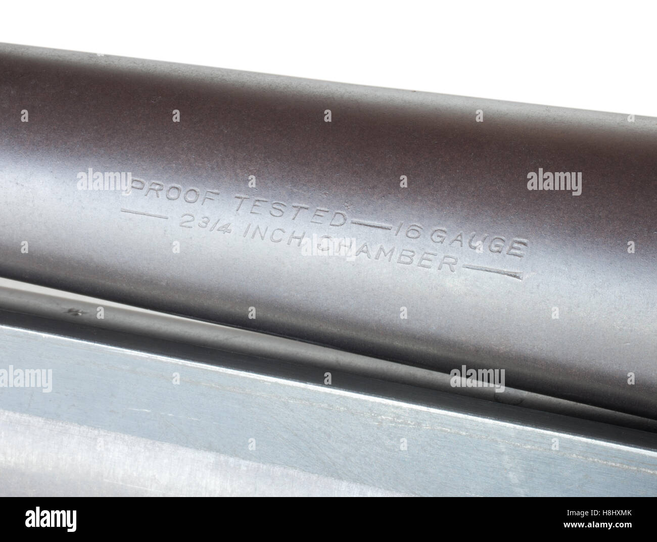 Chambering information on a 16 gauge shotgun barrel and proof mark ...