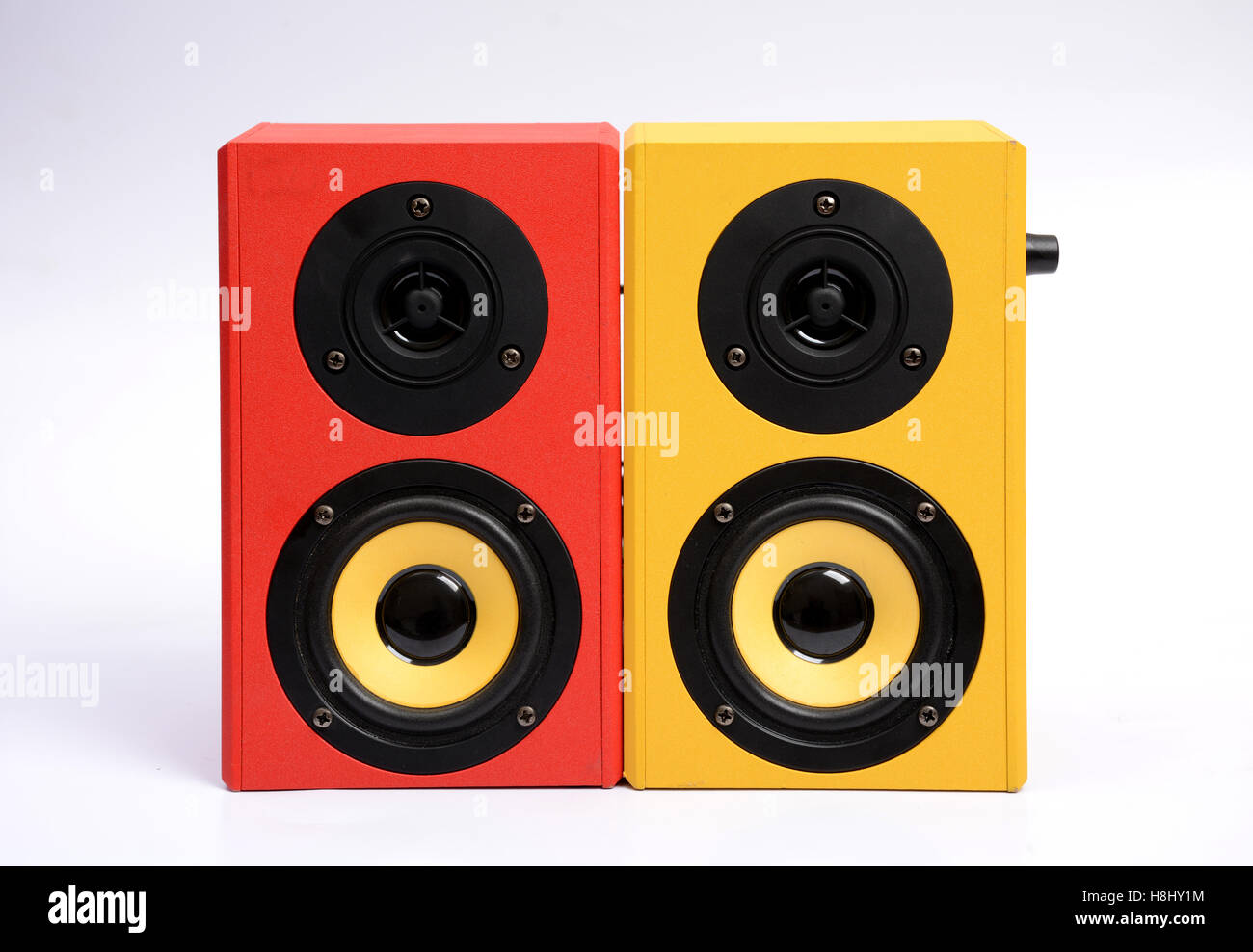 Yed and Yellow Audio Speaker - Music Concept Stock Photo - Alamy