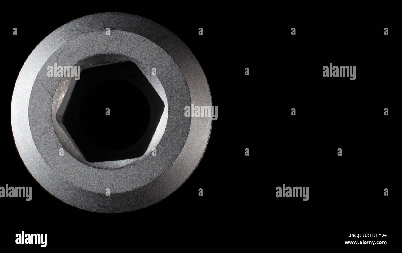 Muzzle side of a modern suppressor with a black background Stock Photo ...