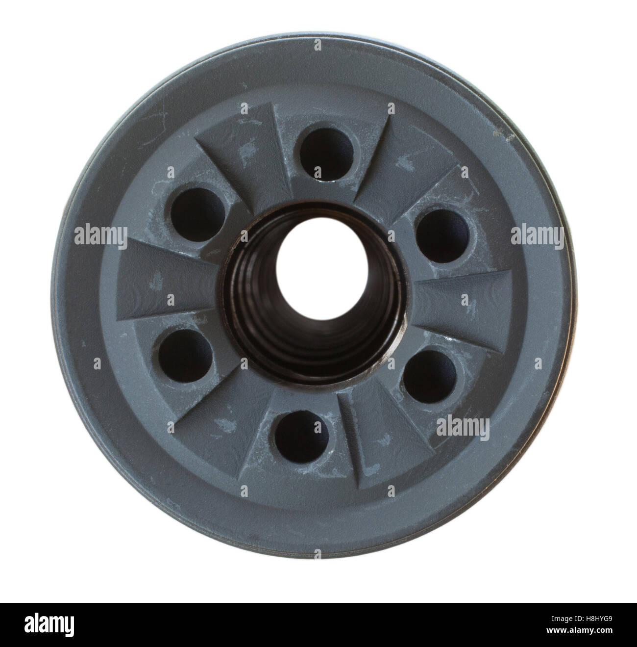 Silencer seen from the front side and you can see the baffles inside ...