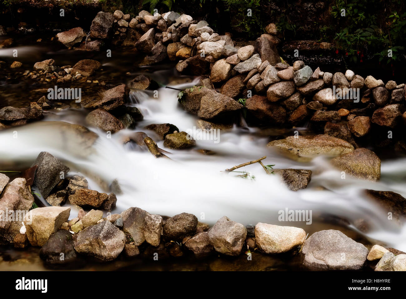 Stream Running Over Rocks Machu Picchu City Peru South America Stock ...