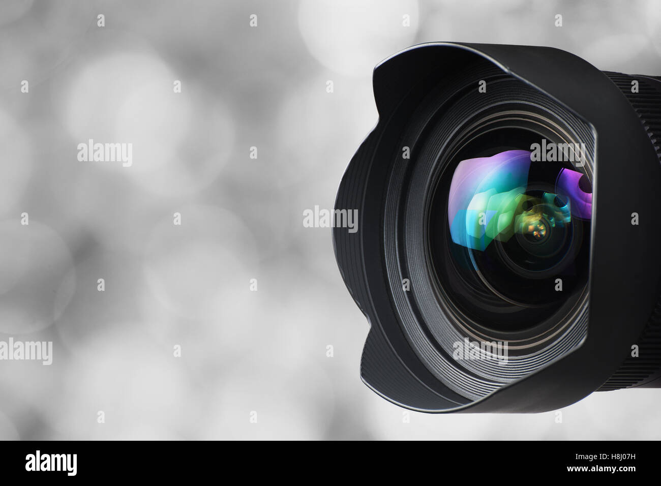 Camera Lens on Grey background Stock Photo - Alamy