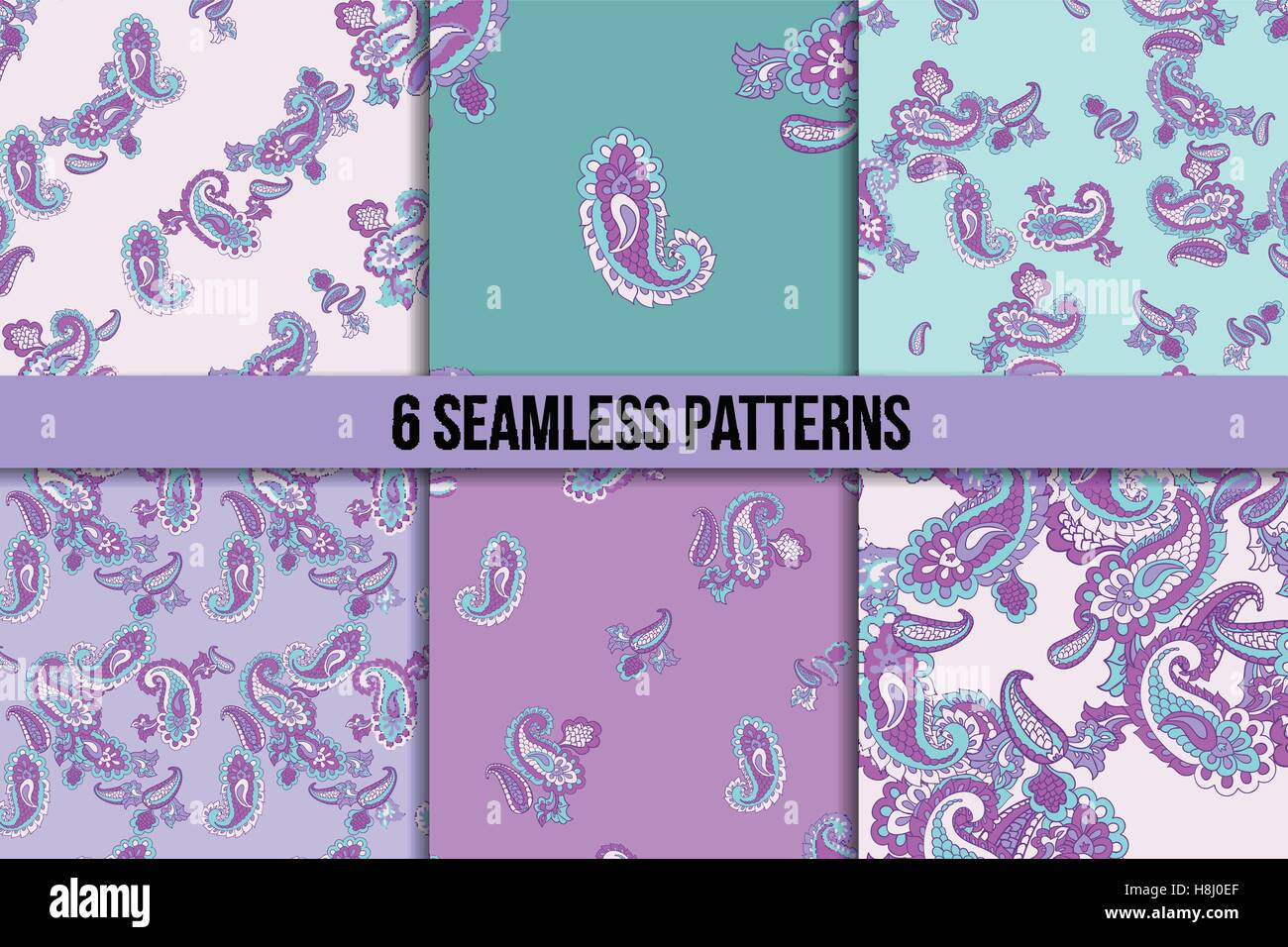 Seamless paisley pattern set Stock Vector Image & Art - Alamy