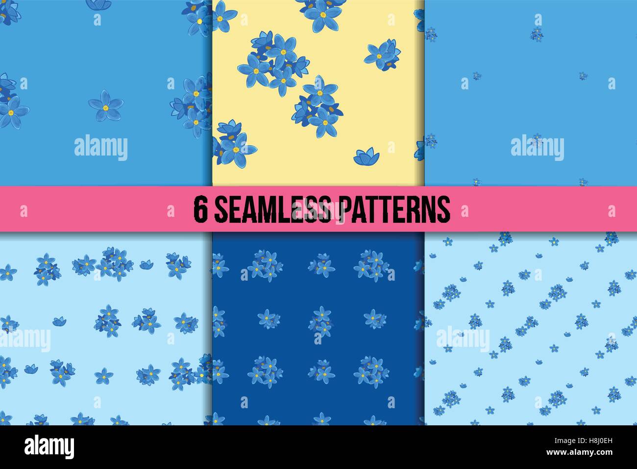 Seamless forget-me-not pattern set Stock Vector Image & Art - Alamy