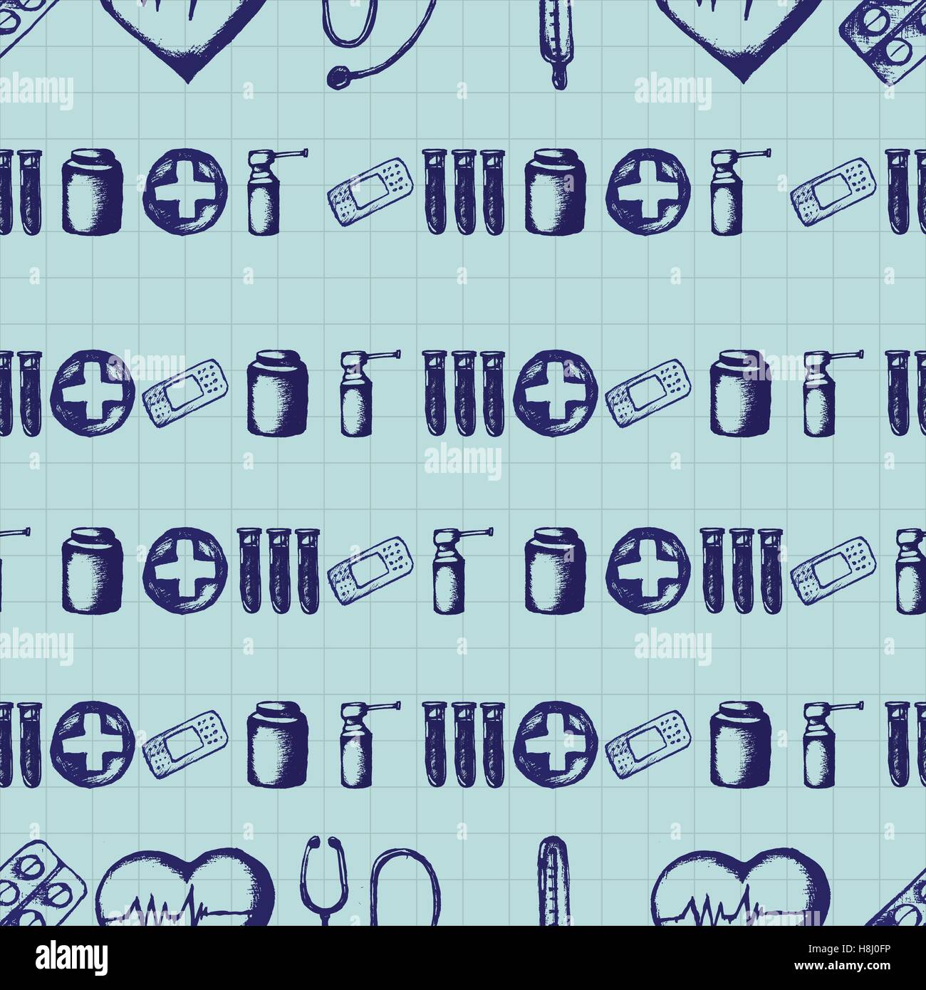 Vector doodle seamless illustration. Medicine icons Stock Vector Image ...