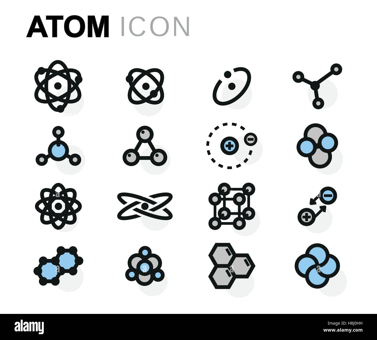 Vector flat atom icons set on white background Stock Vector Image & Art ...