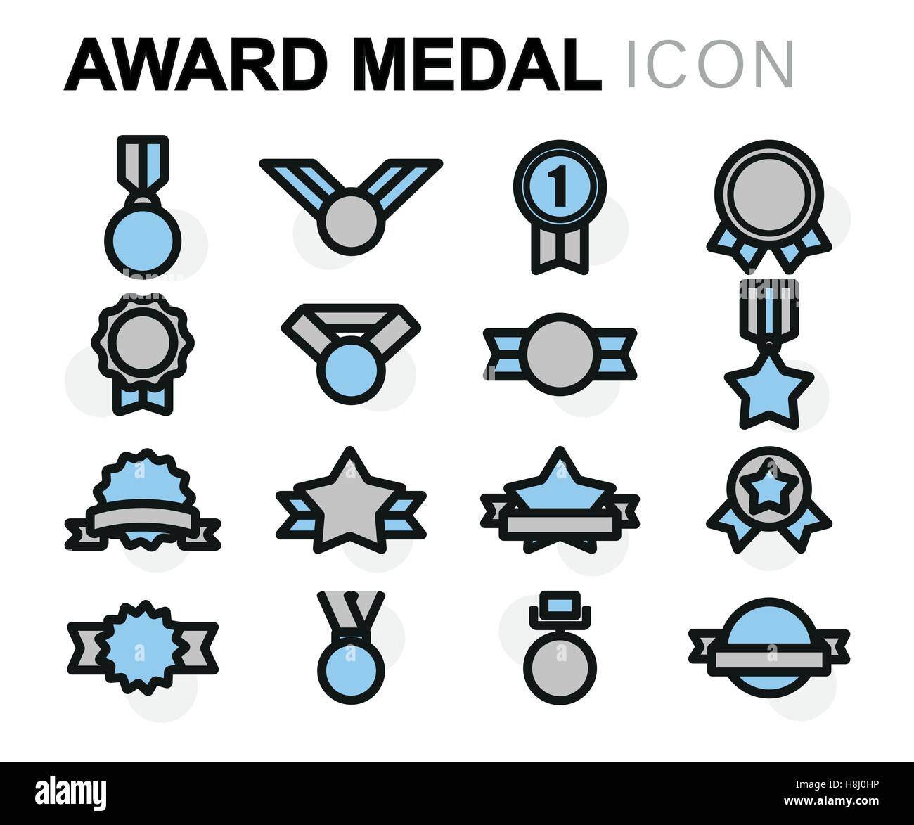 Vector flat award medal icons set on white background Stock Vector ...