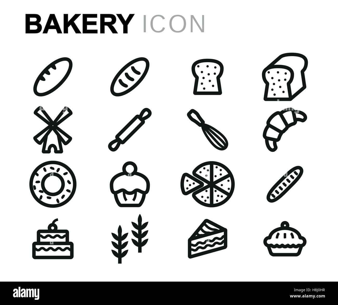 Vector line bakery icons set on white background Stock Vector Image ...