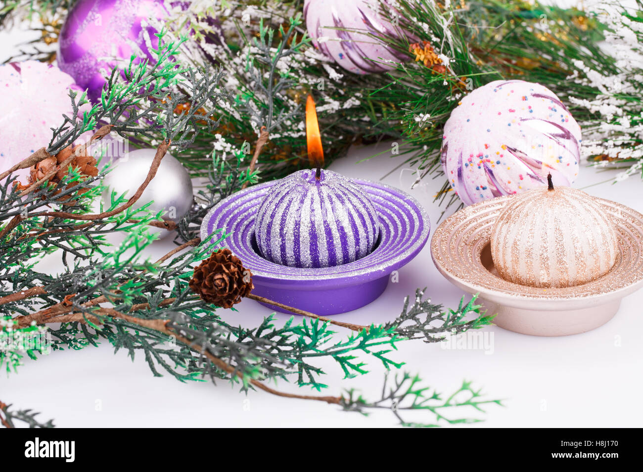 Pink and white candles hi-res stock photography and images - Alamy