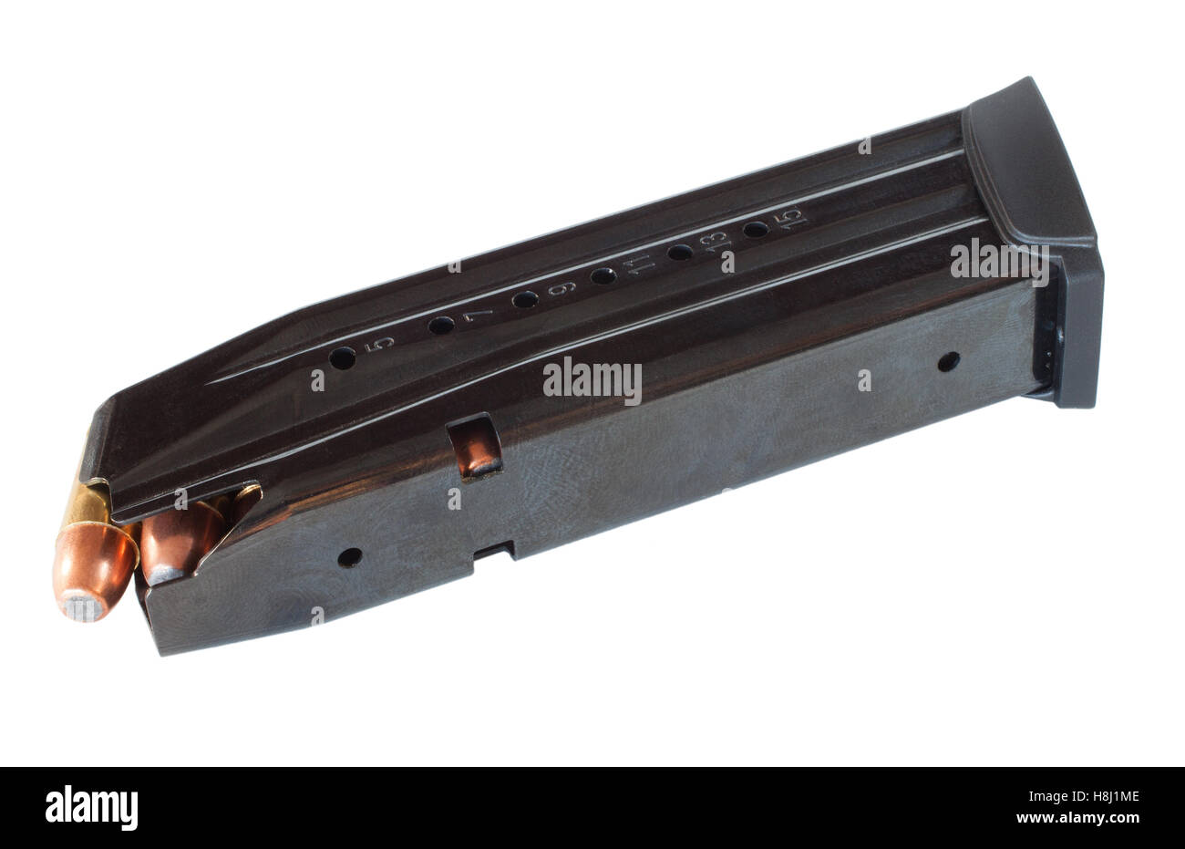 Magazine loaded with cartridges for a semi auto handgun isolated on ...