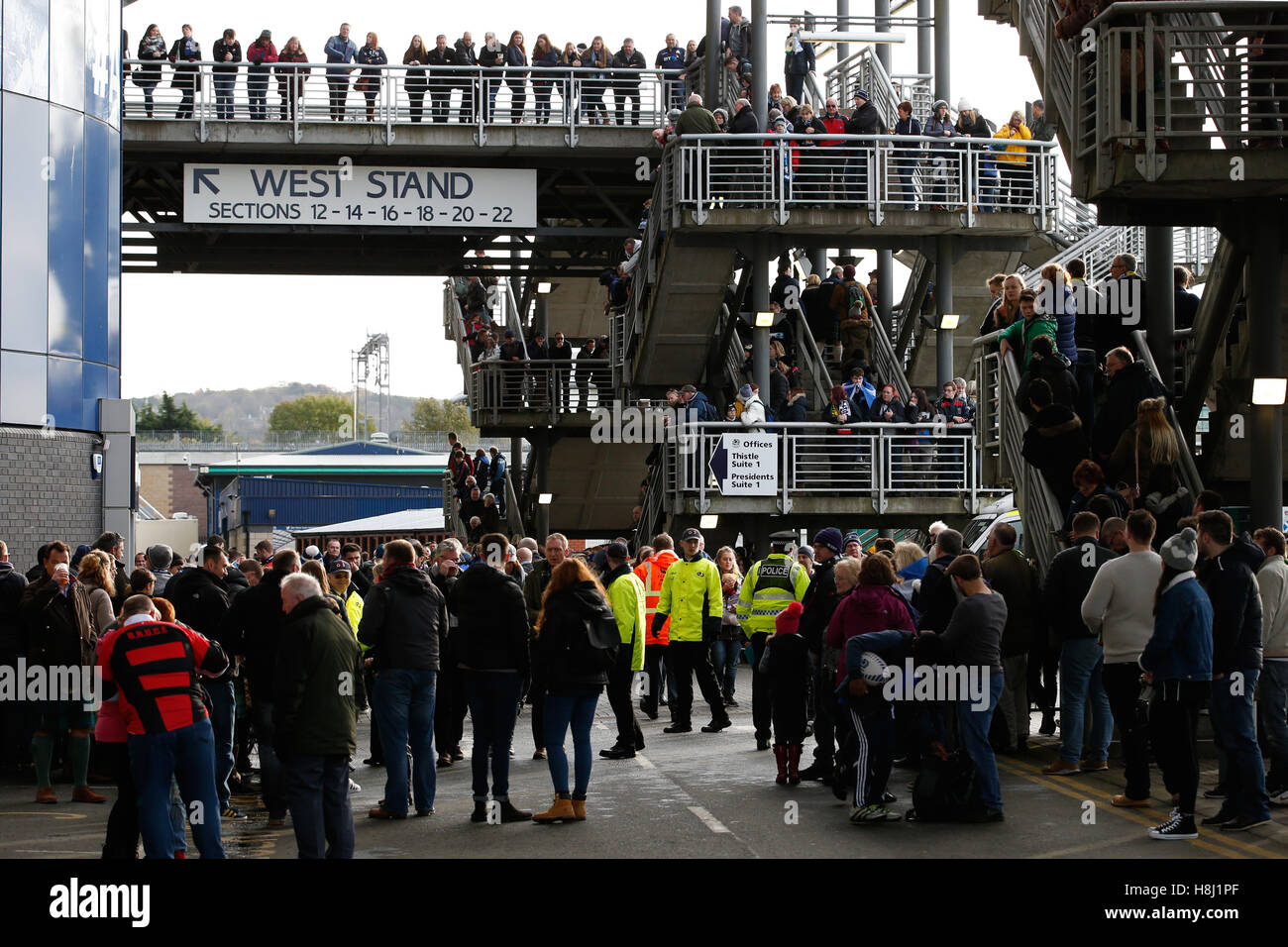 Fans wait outside the West Stand at the BT Murrayfield Stadium ...